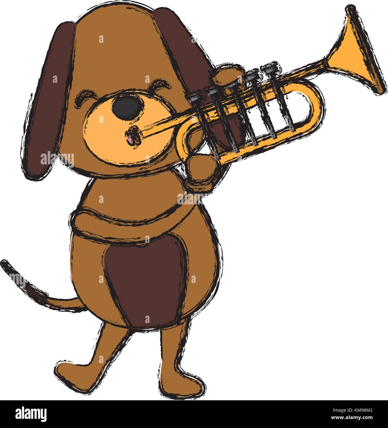 dog with trumpet cartoon Stock Vector Image & Art - Alamy