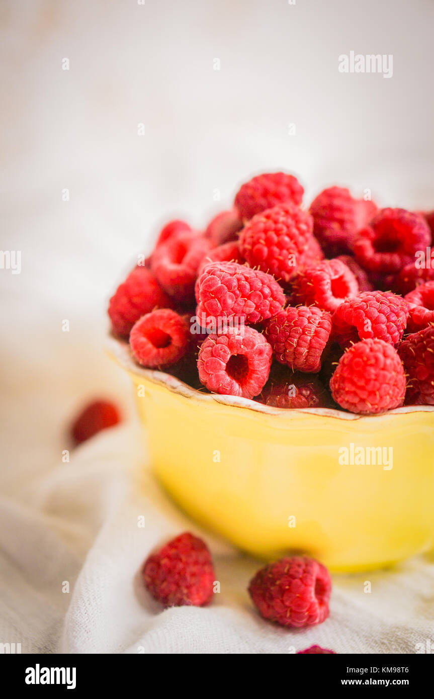 Raspberries In A Bowl Stock Photo - Alamy