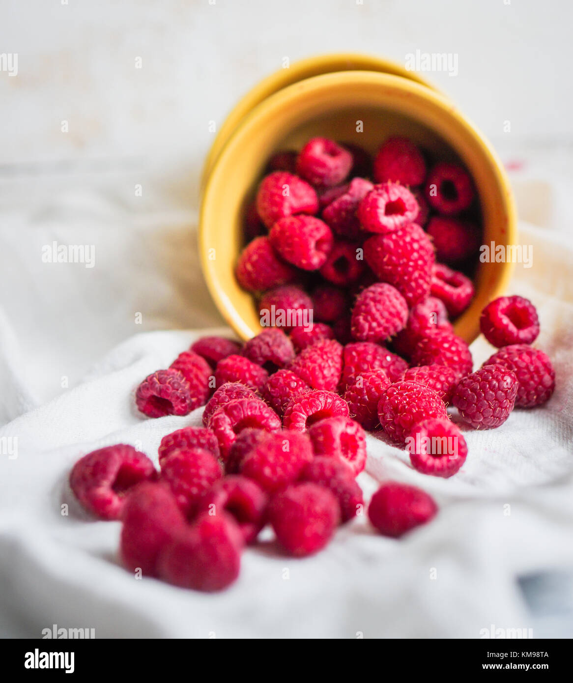 Raspberries In A Bowl Stock Photo - Alamy