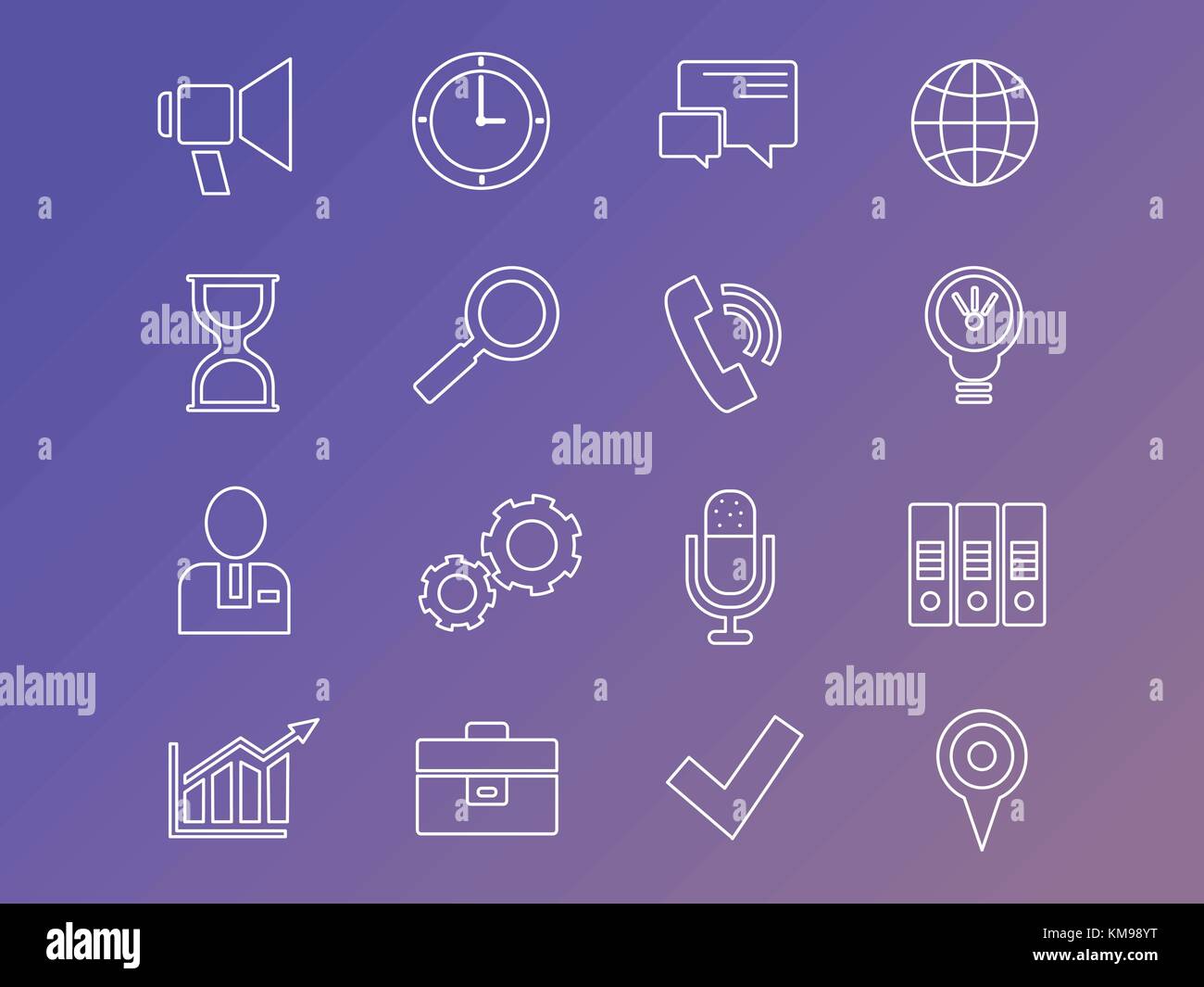 Modern and simple vector illustration. Set of white business icons ...