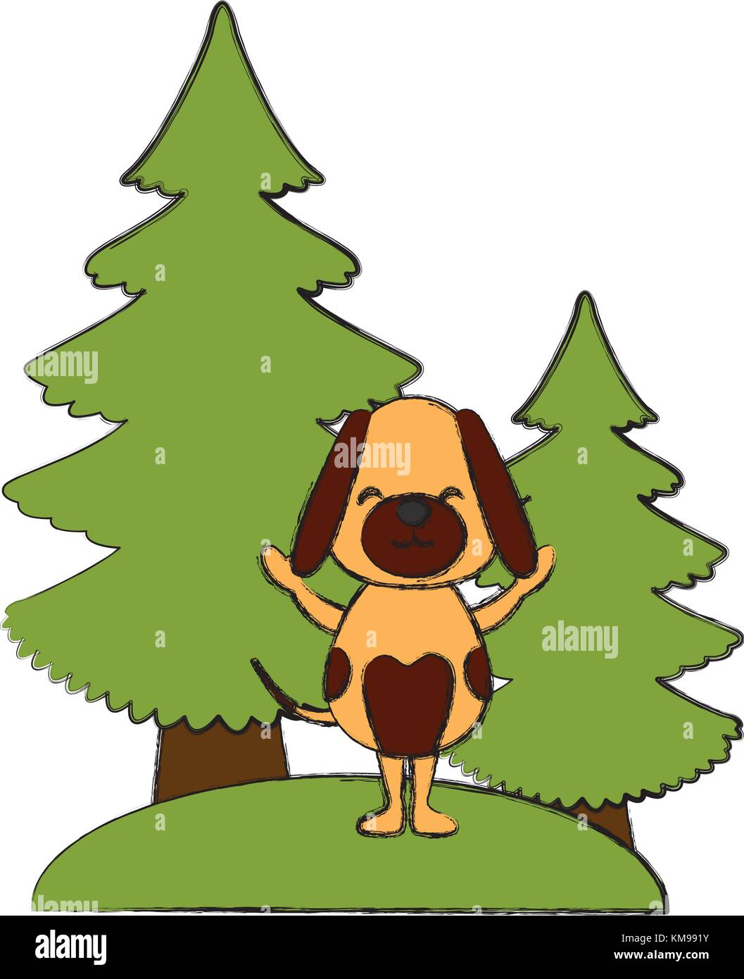 Dog with trees Stock Vector Image & Art - Alamy