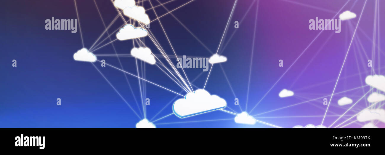 Abstract image of cloud computing symbol against abstract blue ...