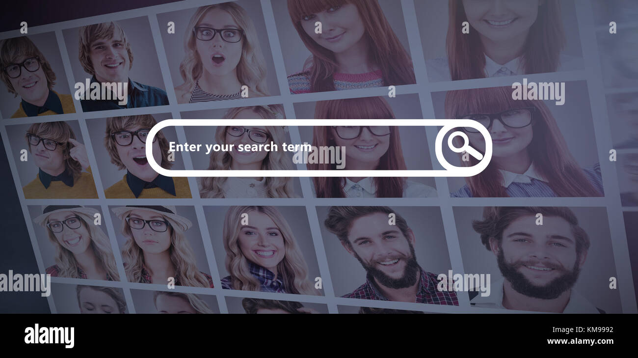 Search engine against collage of portraits Stock Photo - Alamy