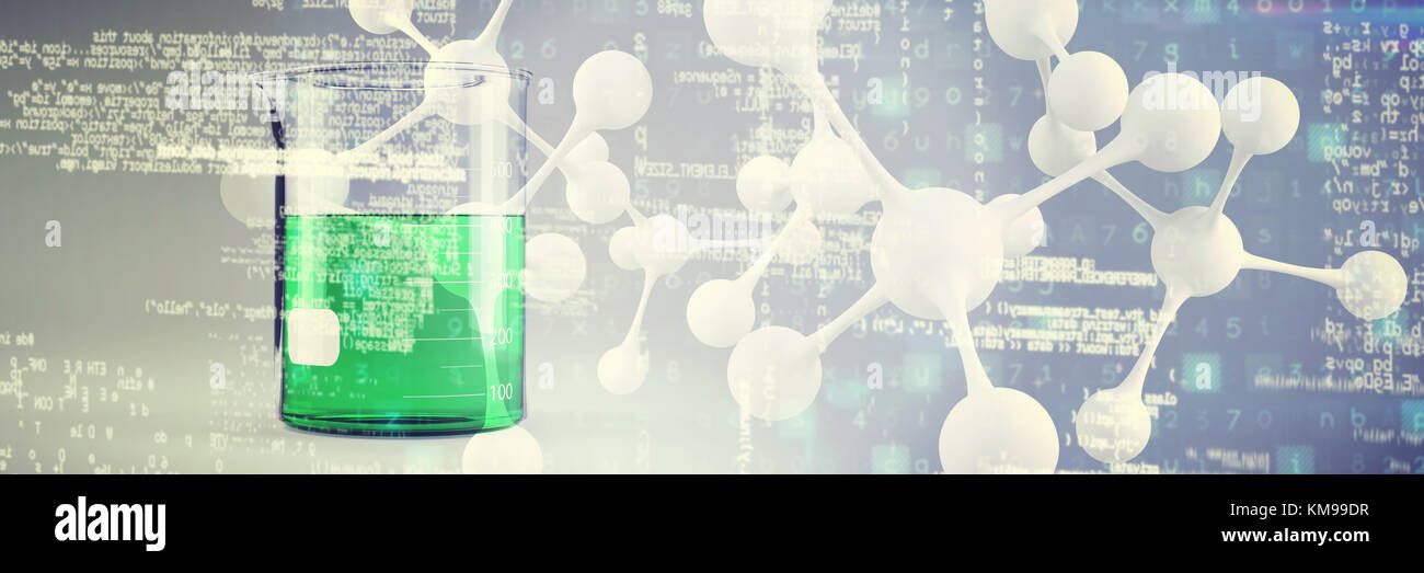 DNA structure against beaker with green chemical solution Stock Photo ...