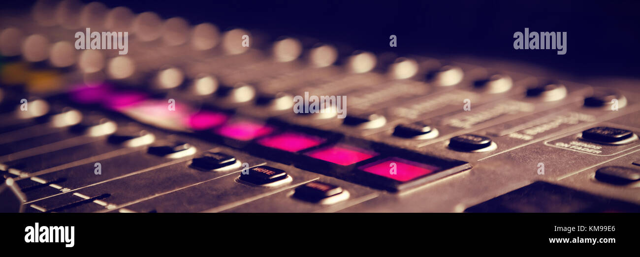 Close-up detail of sound mixer in music studio Stock Photo - Alamy