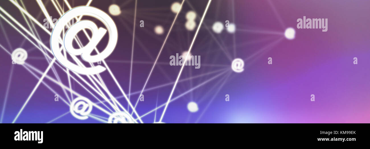 Abstract image of at email sign against purple and pink background ...
