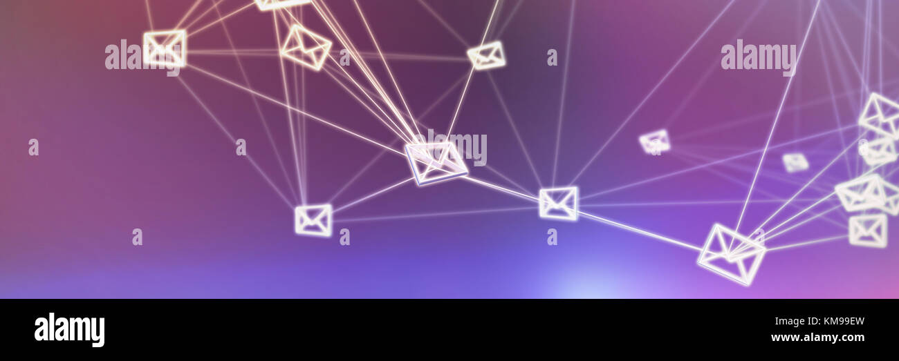 Abstract image of message icons against pink and purple colors ...