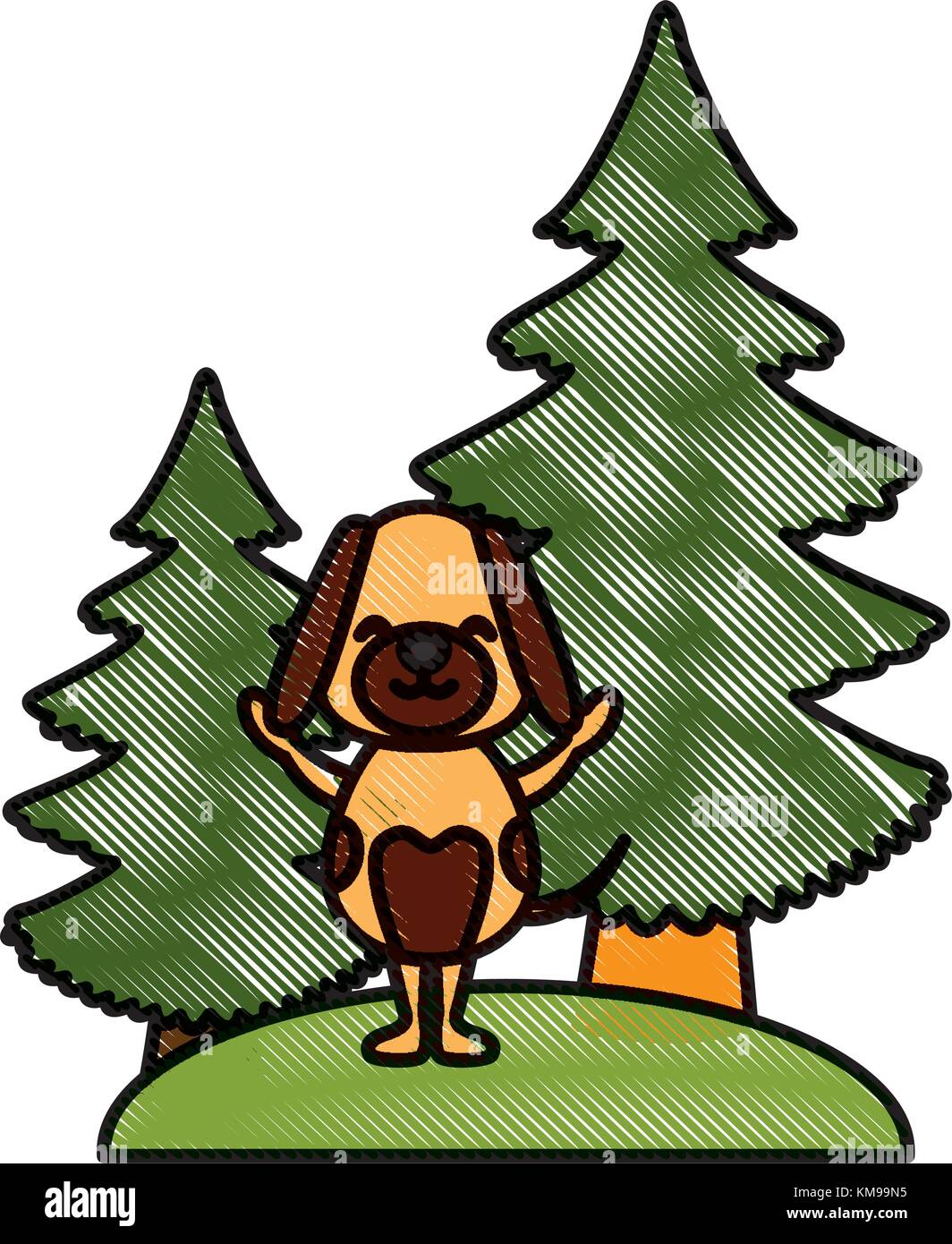 Dog with trees Stock Vector Image & Art - Alamy