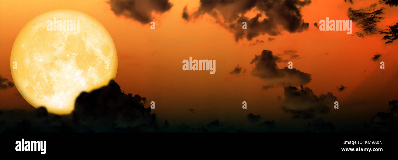Panorama blur dark cloud sky super moon, Elements of this image ...