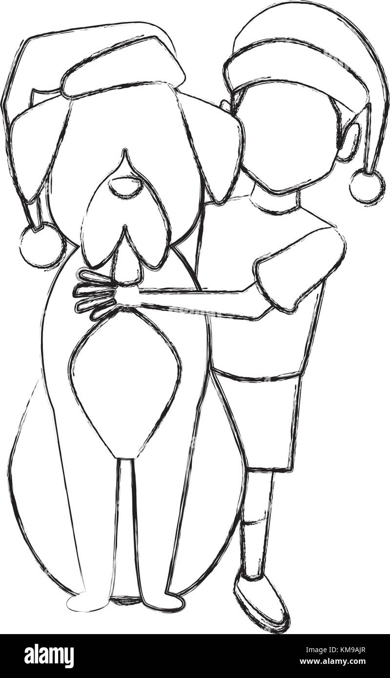 Happy boy pet dog Black and White Stock Photos & Images - Alamy