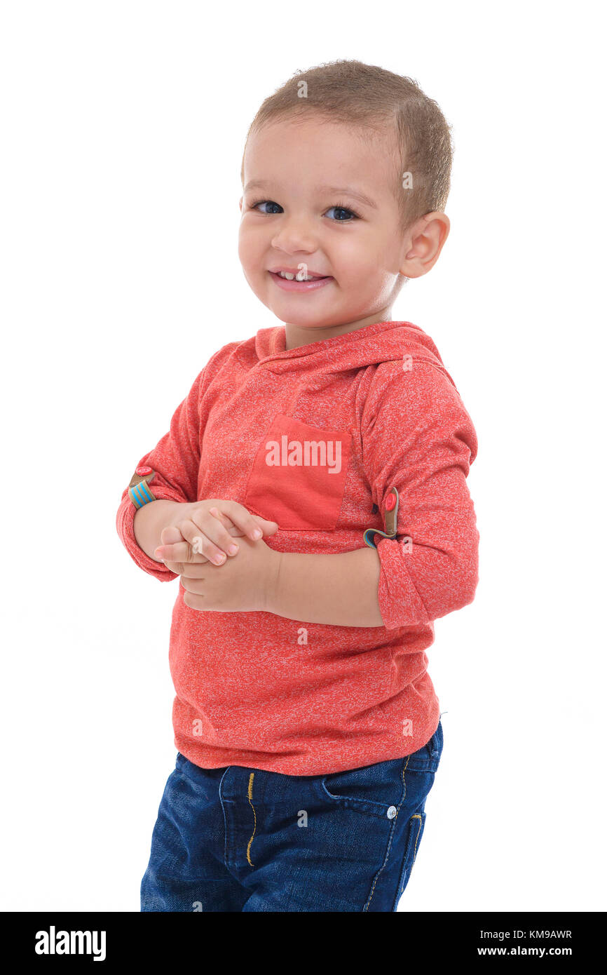 Happy Cute Young Boy Smile on White Stock Photo - Alamy