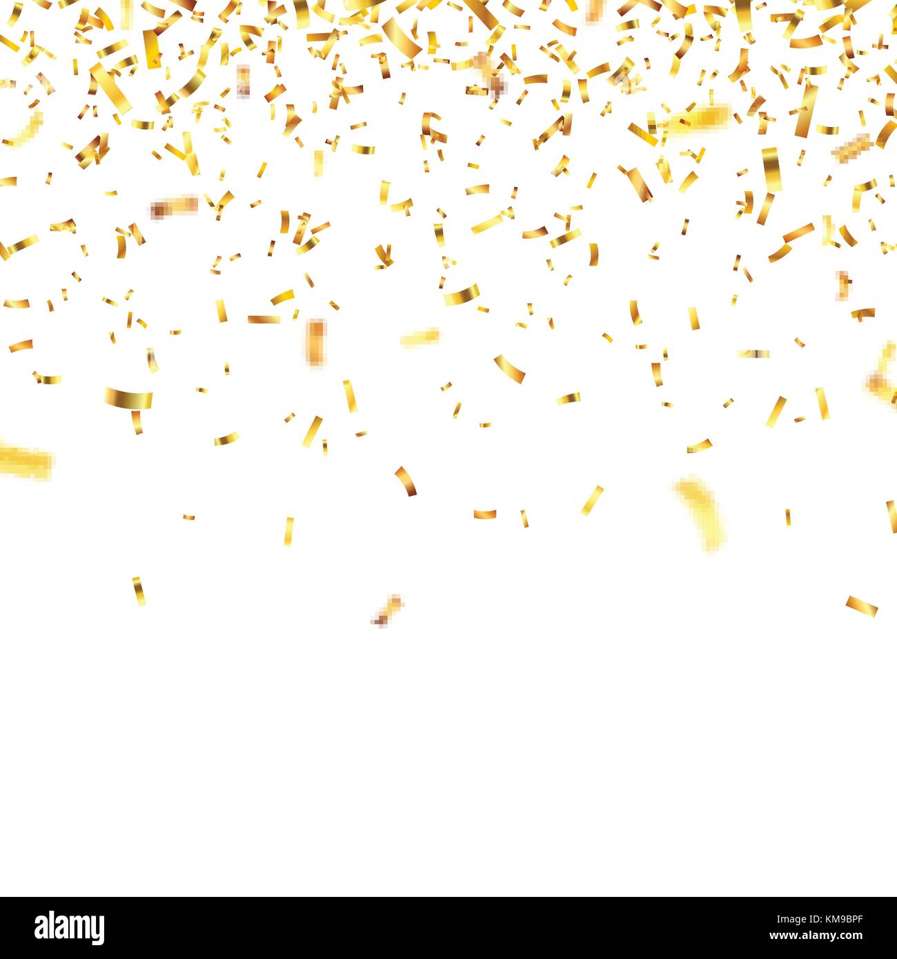 Christmas golden confetti. Falling shiny confetti glitters in gold ...