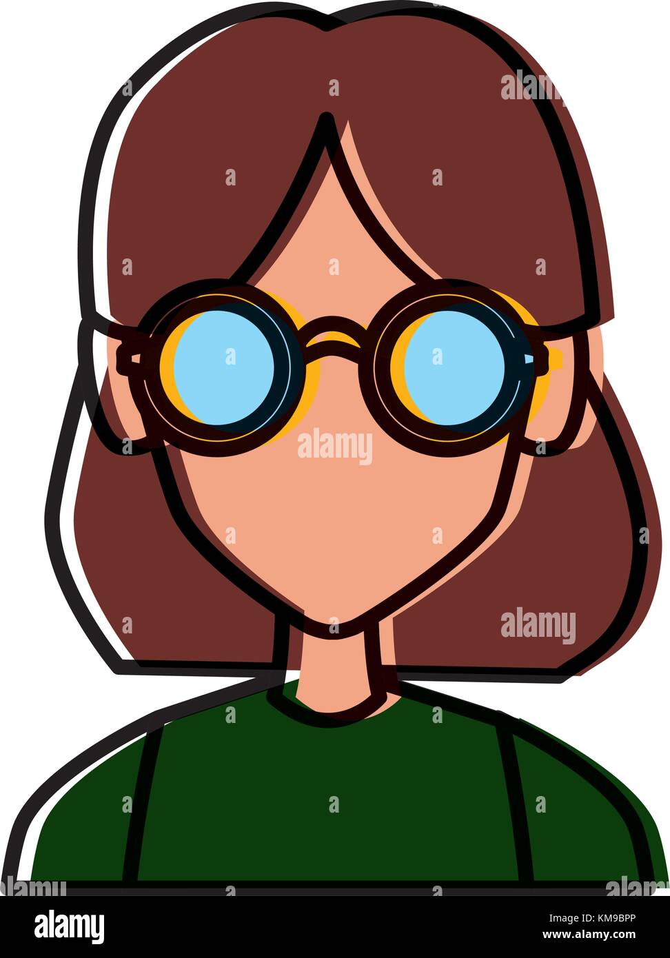 Geek Girl With Round Frame Glasses Stock Vector Image And Art Alamy