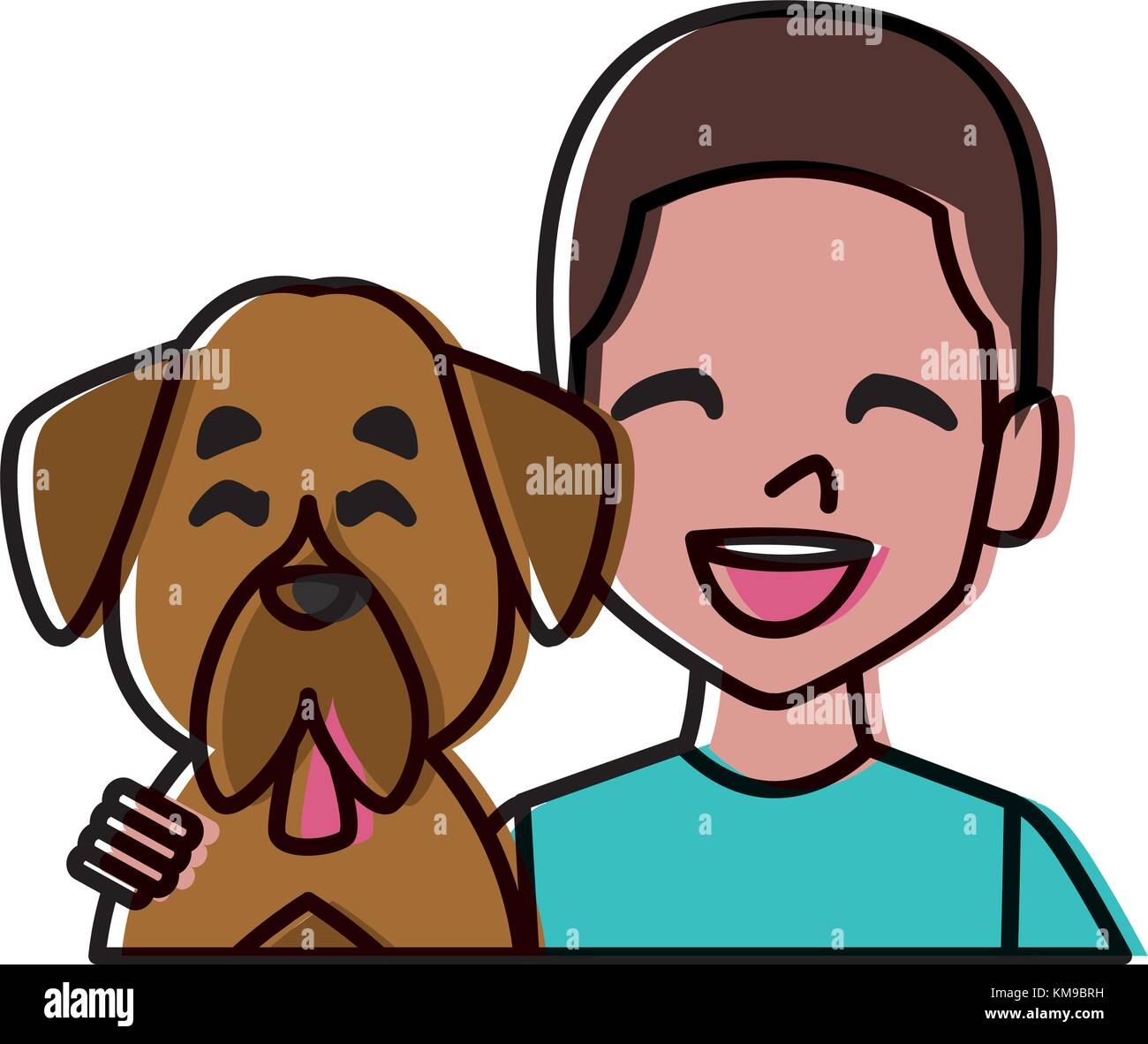 Cartoon Illustration Happy Dog Owner High Resolution Stock Photography ...