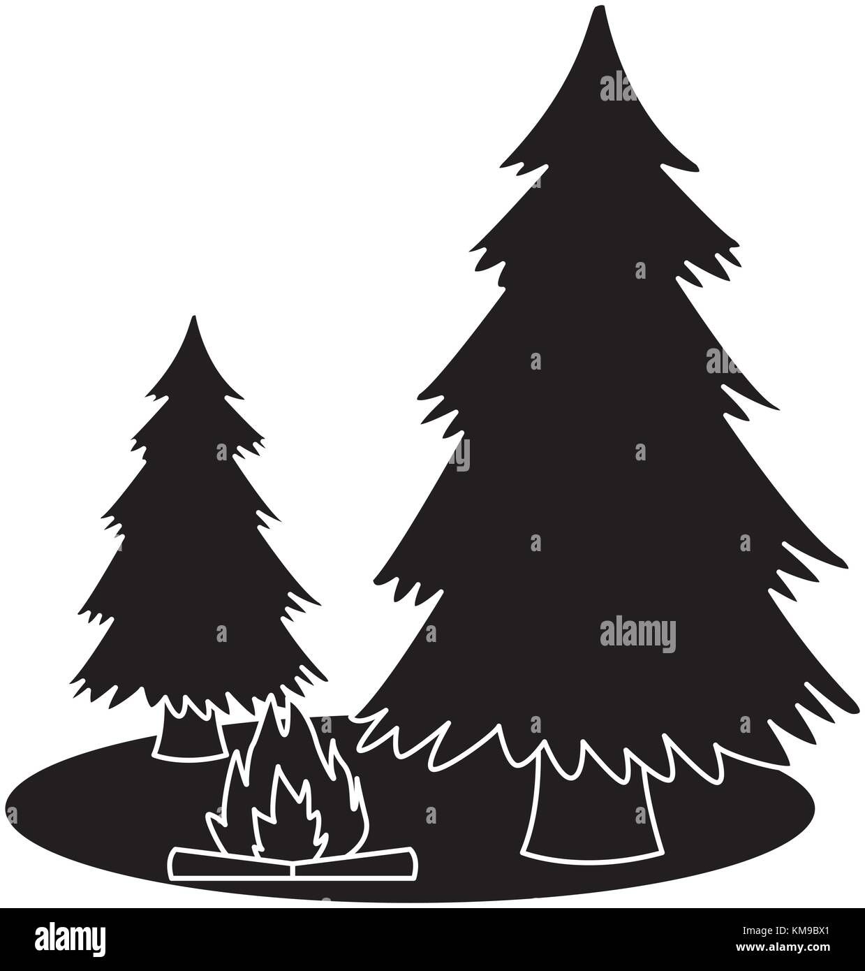 Tree pine and bonfire Stock Vector Image & Art - Alamy