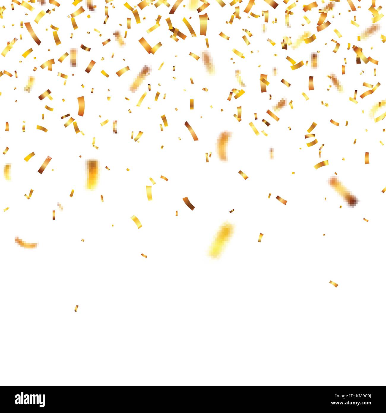 Christmas golden confetti. Falling shiny confetti glitters in gold ...