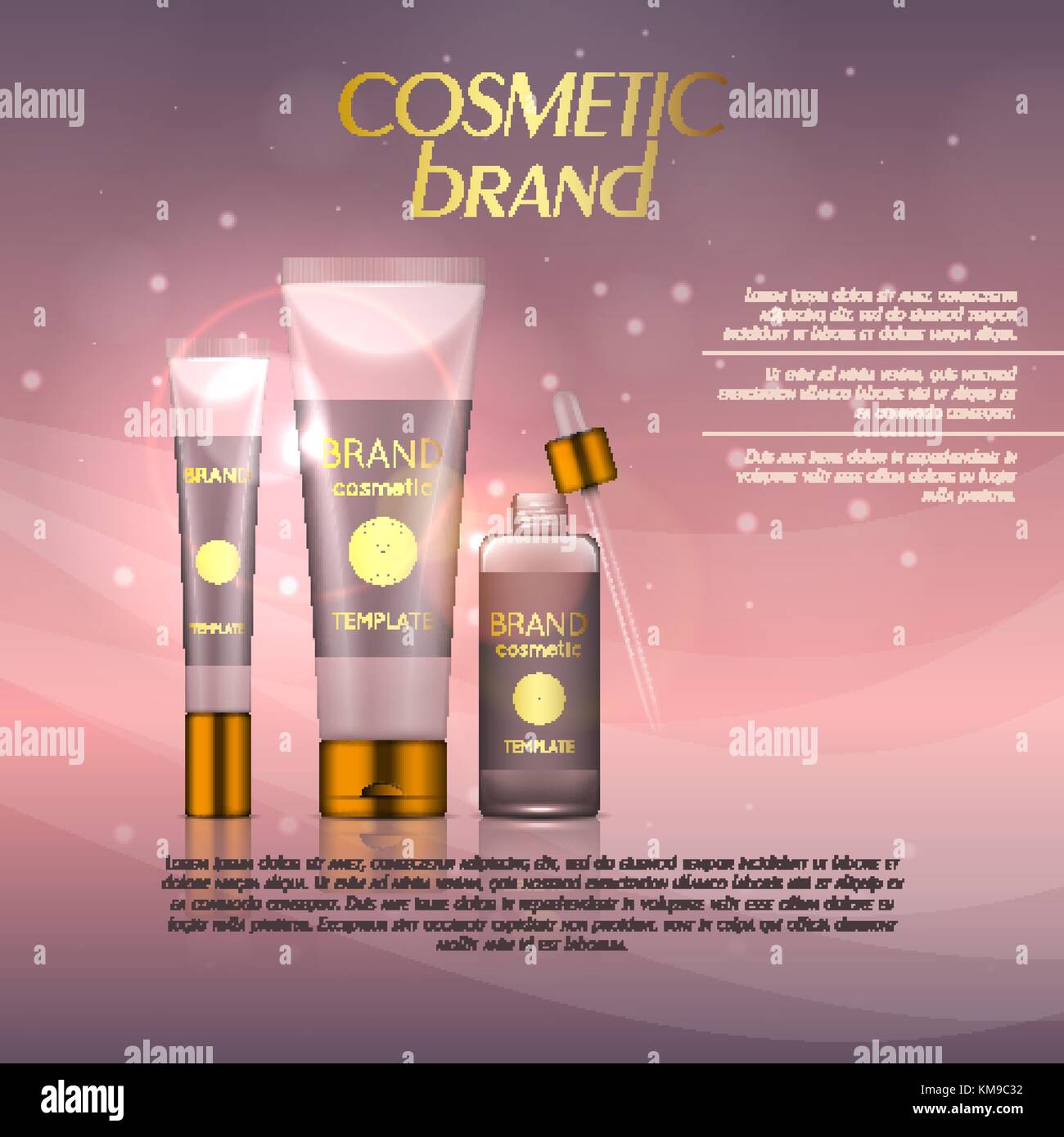 Vector 3D cosmetic illustration on a soft light background with flare ...