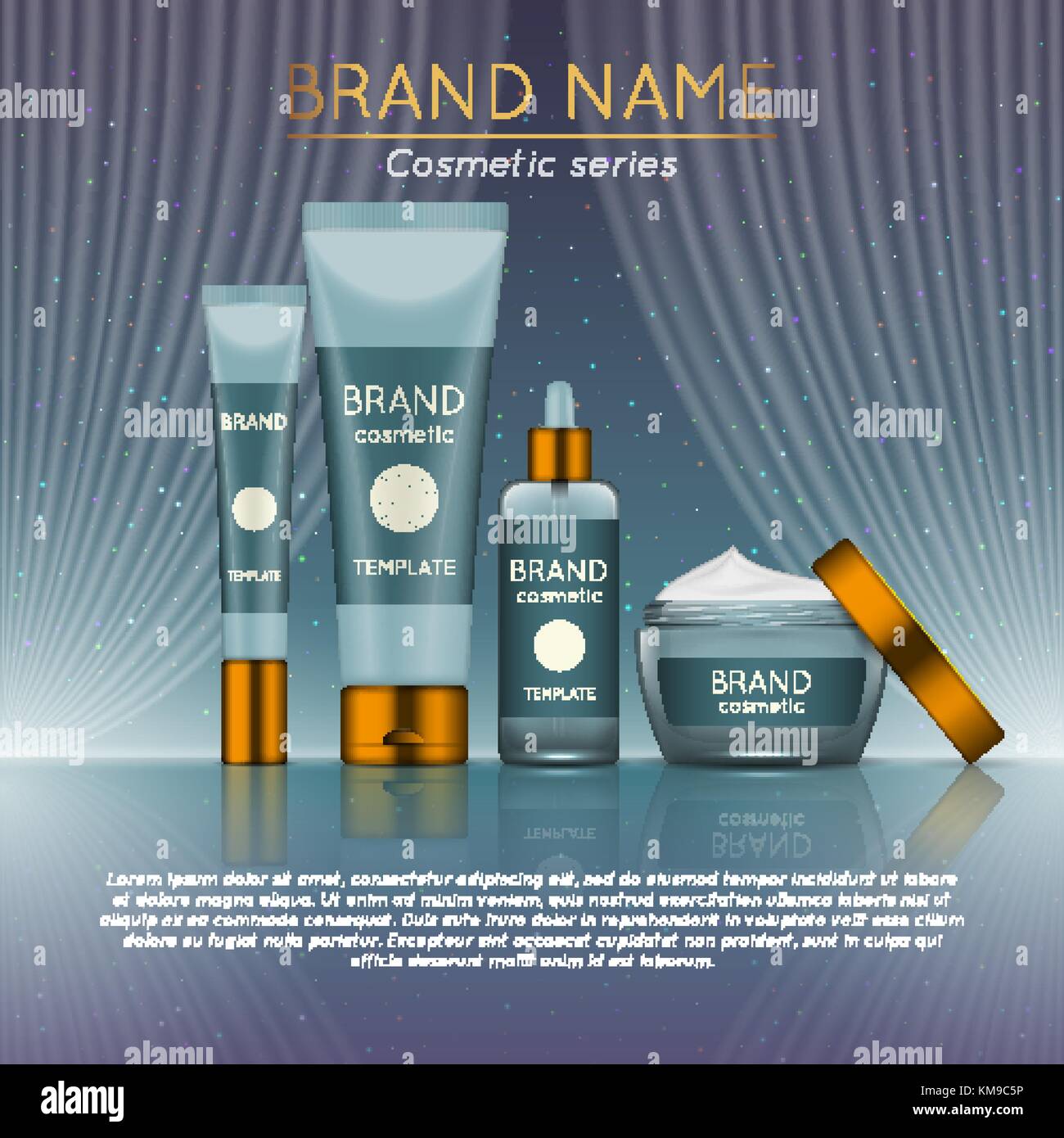 3D realistic cosmetic bottle ads template. Cosmetic brand advertising ...