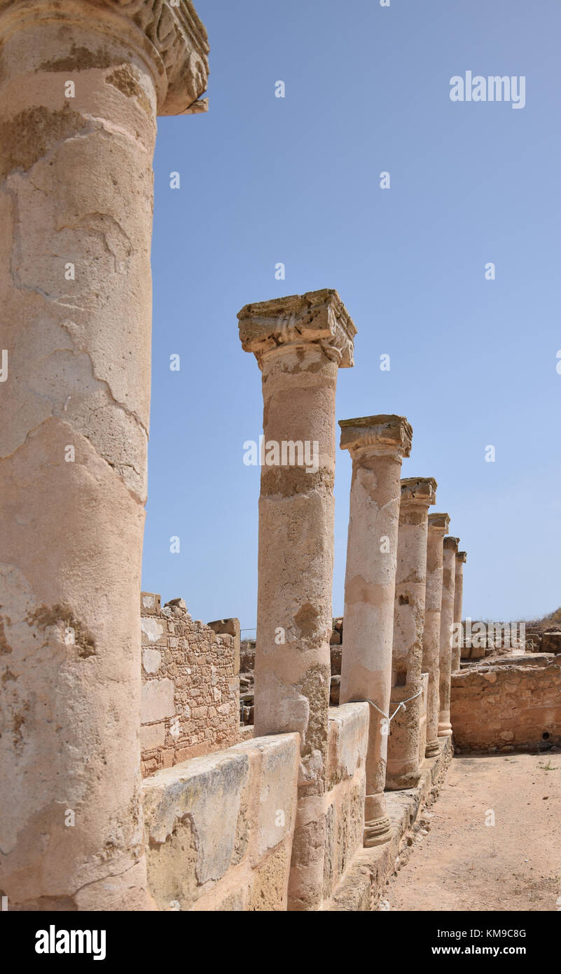A row of Columns from the ancient ruins at Mandria, Cyprus Stock Photo ...