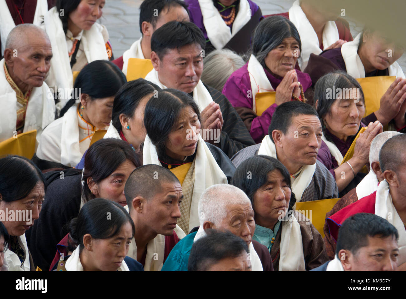 Buddhist disciples listening to His Holiness the 14th Dalai Lama at ...
