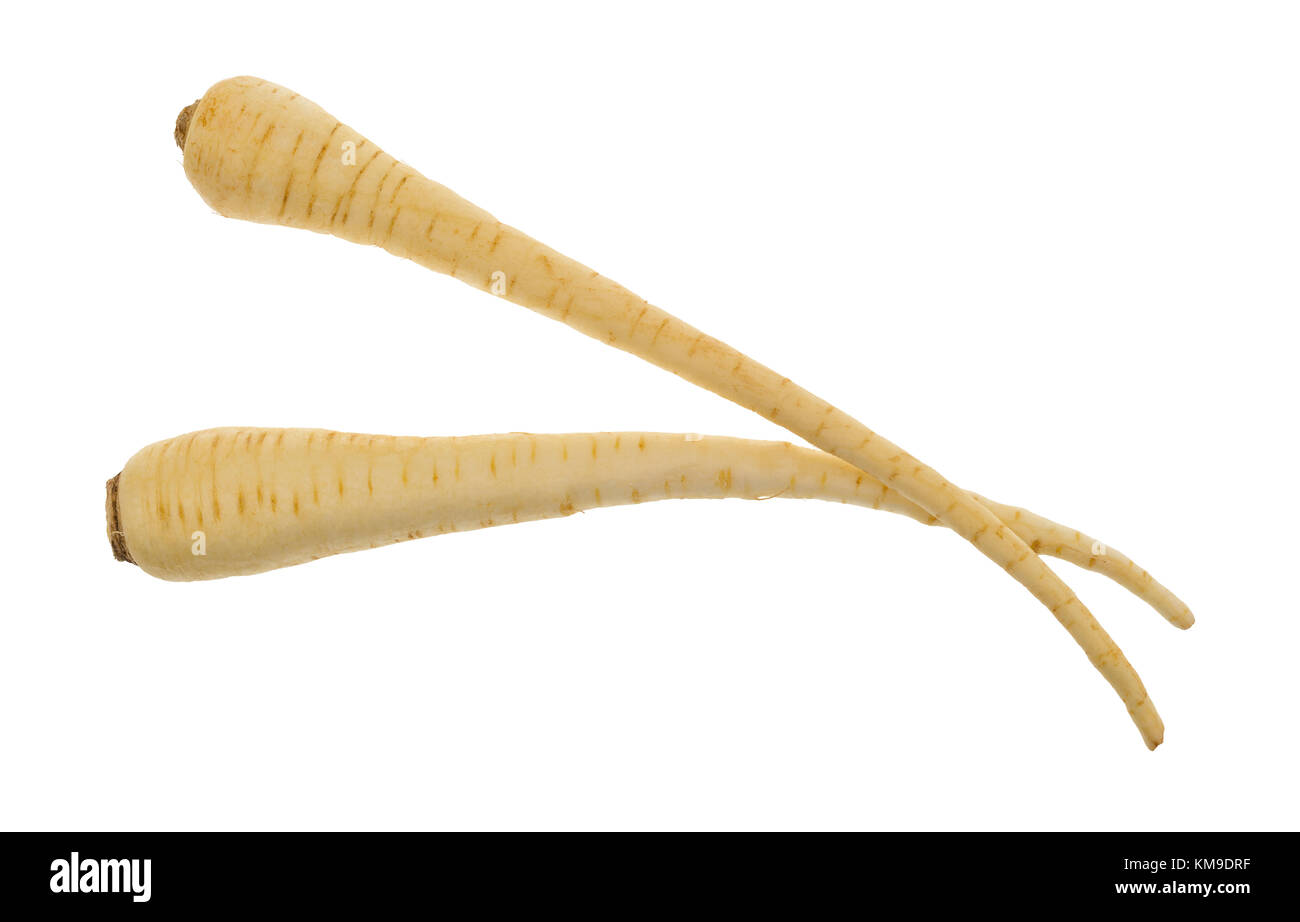 Two parsnips isolated on a white background Stock Photo - Alamy