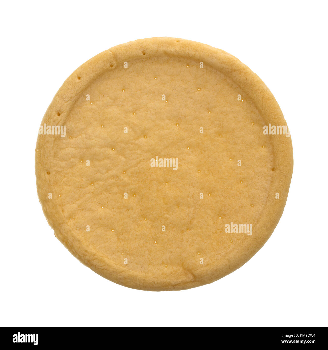 Top view of a ready made deep dish pizza crust isolated on a white ...