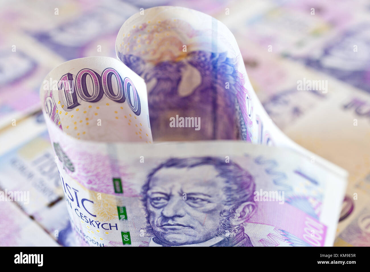 Czech paper money in a shape of the heart Stock Photo - Alamy