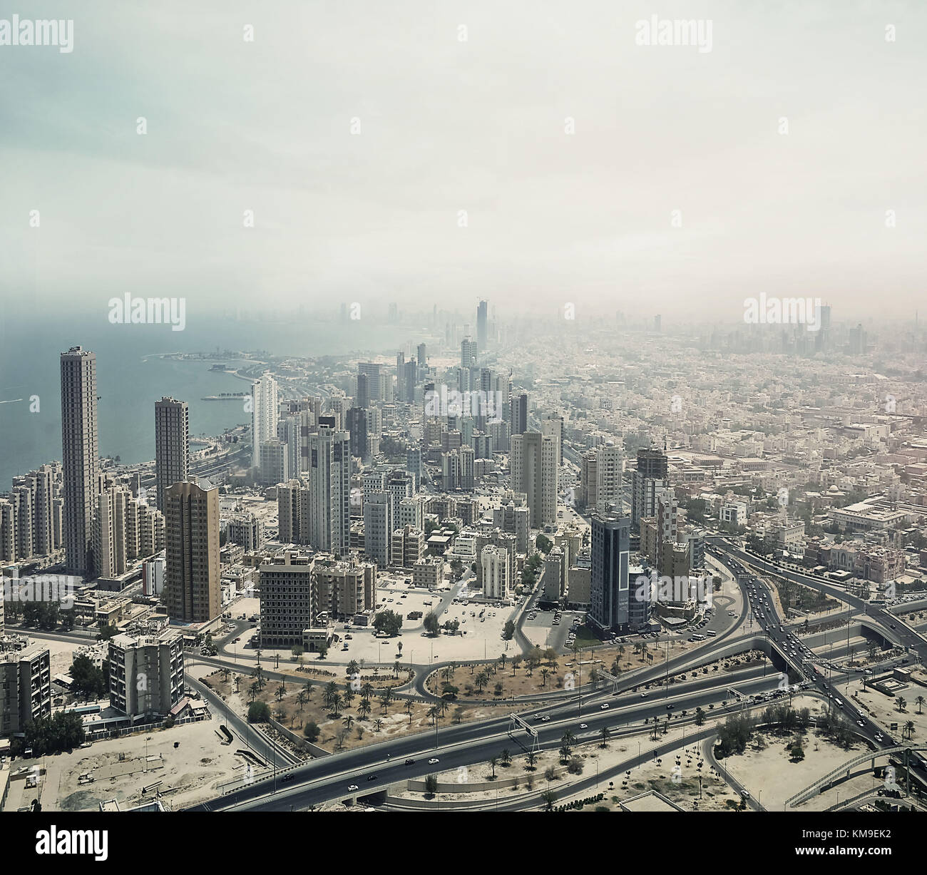 Aerial view of city skyline, Kuwait City, Kuwait Stock Photo - Alamy