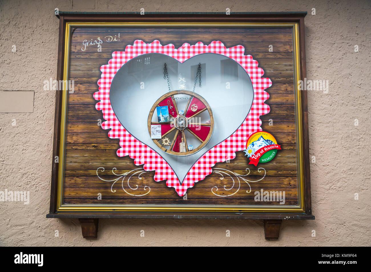 A decorative heart shaped wall display in Heiligenblut, Tyrol ...