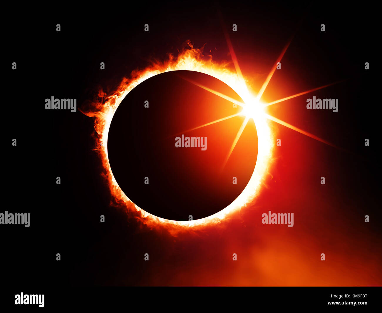 solar eclipse on dark sky, enlarged view in the Universe Stock Photo ...