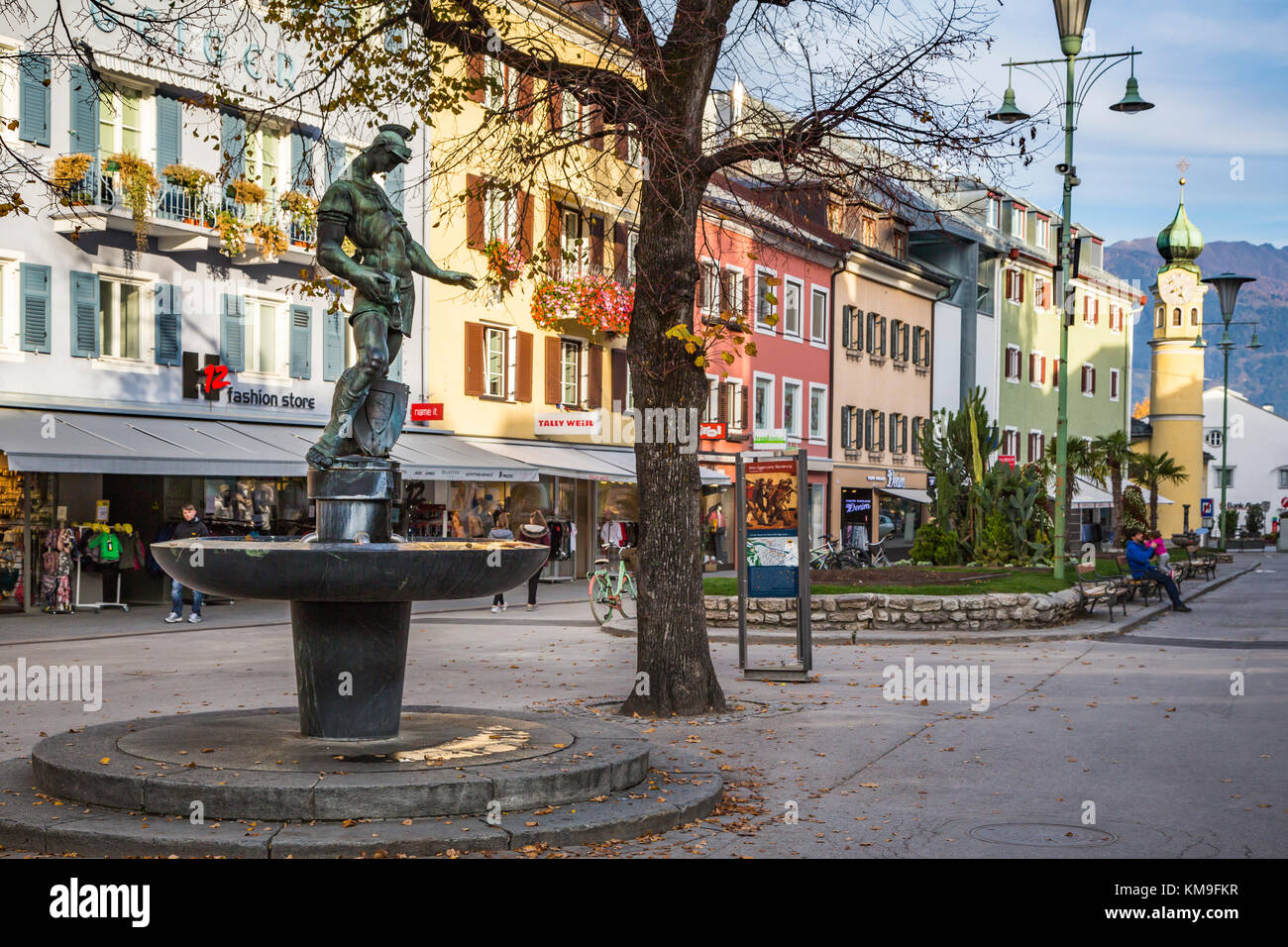 The colorful buildings and streets of historic old town in Lienz ...