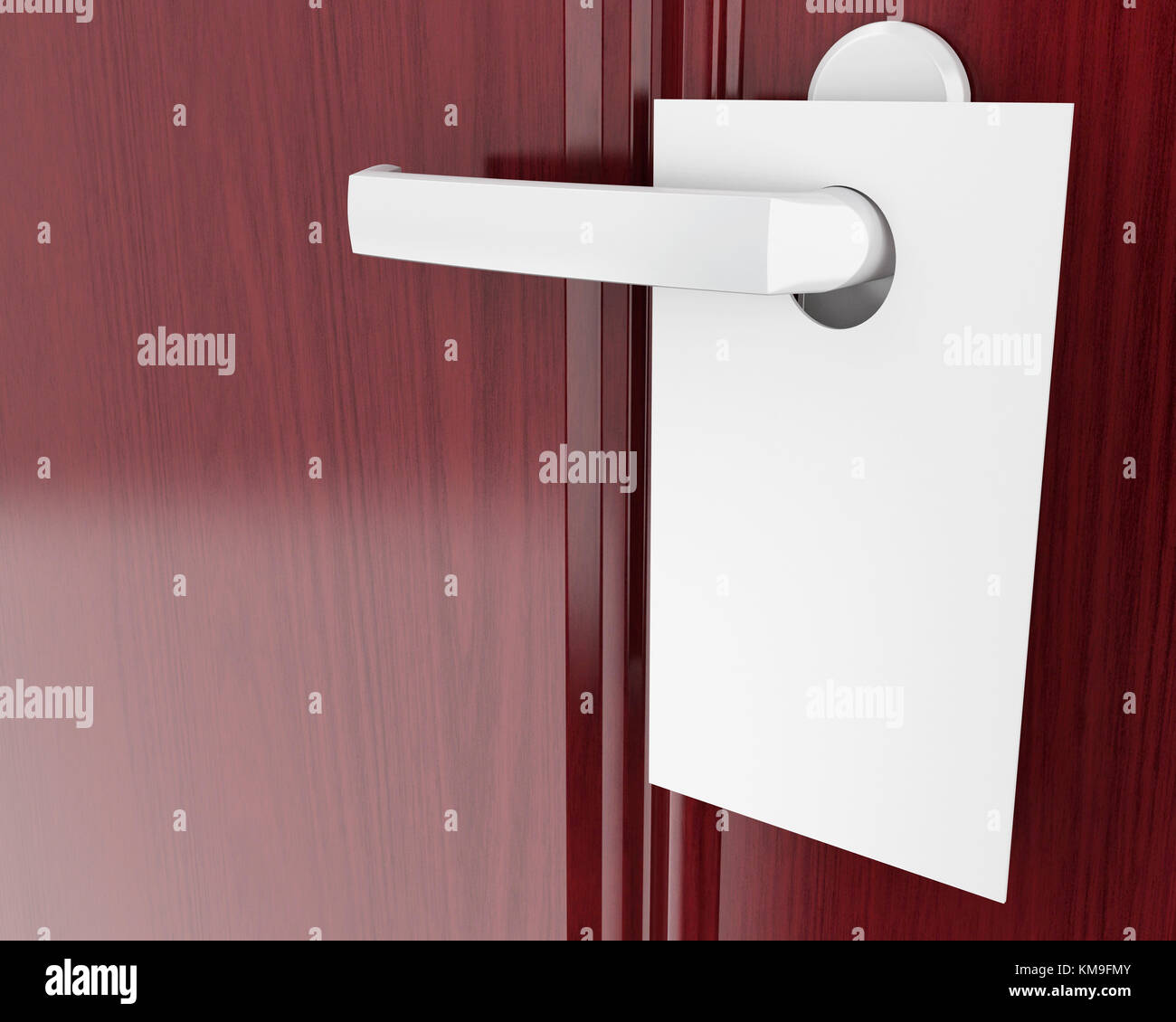 3d illustration. Blank sign on the door handle Stock Photo - Alamy