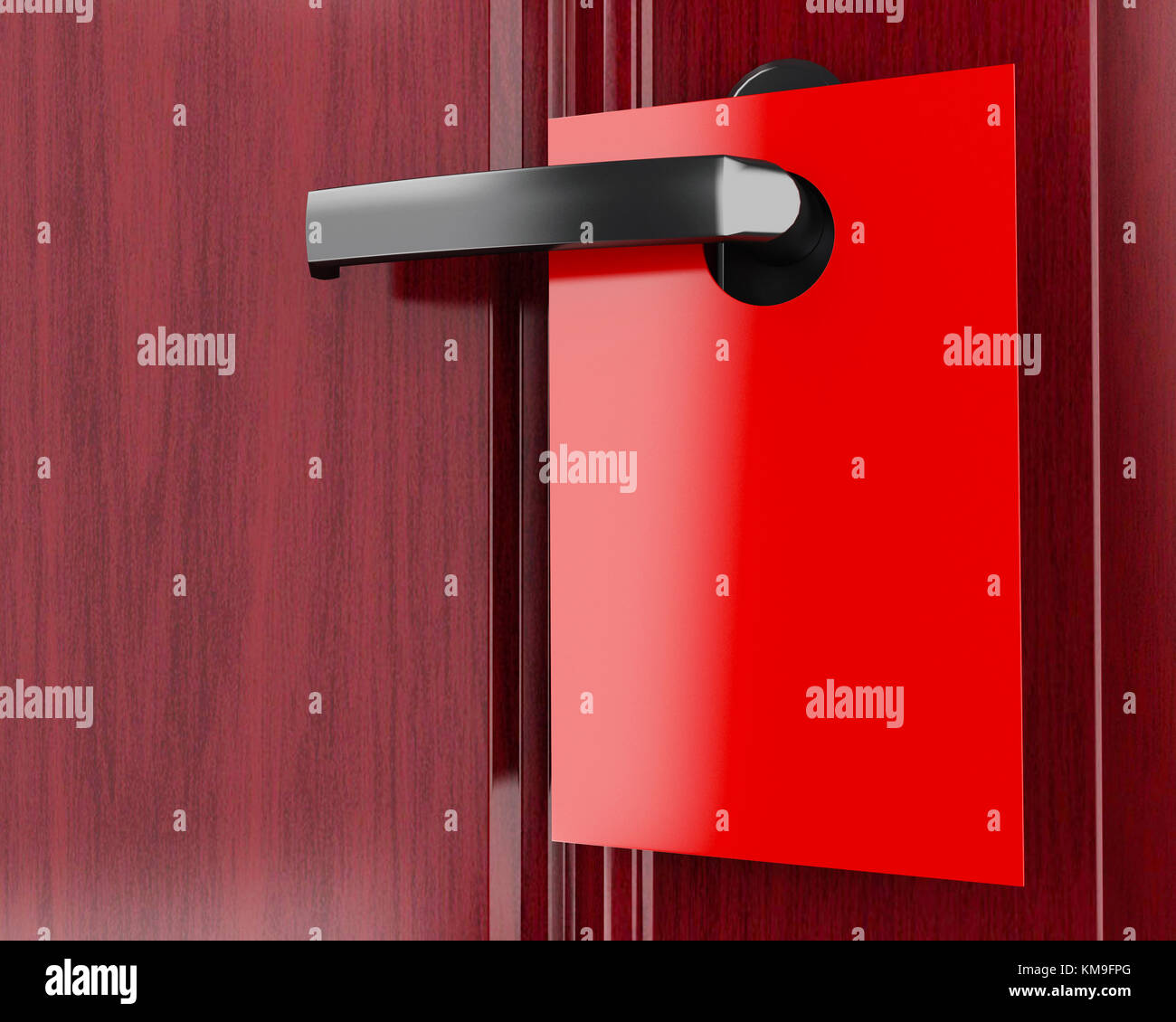 3d illustration. Red sign on the door handle Stock Photo - Alamy