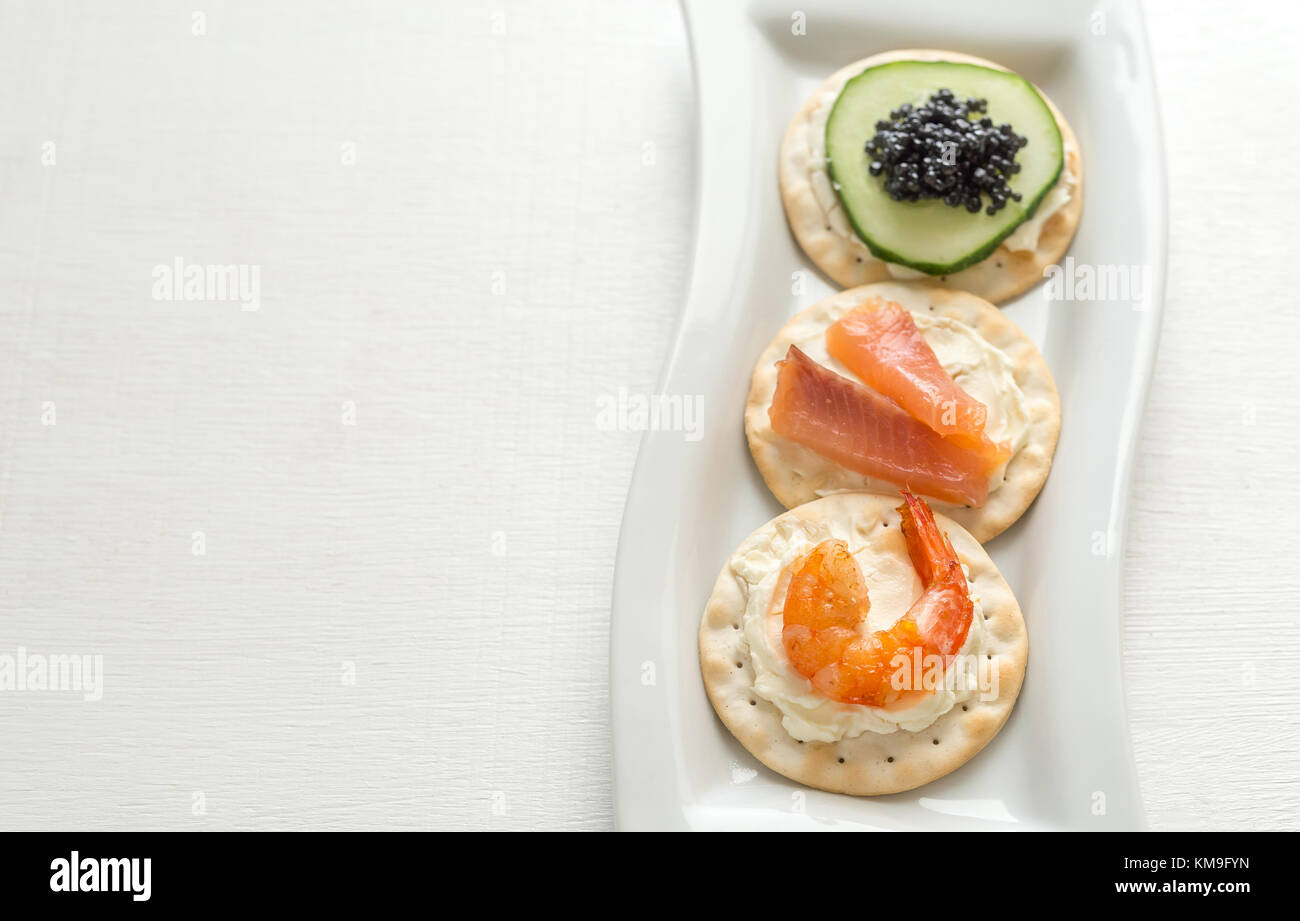 Canape with seafood Stock Photo - Alamy