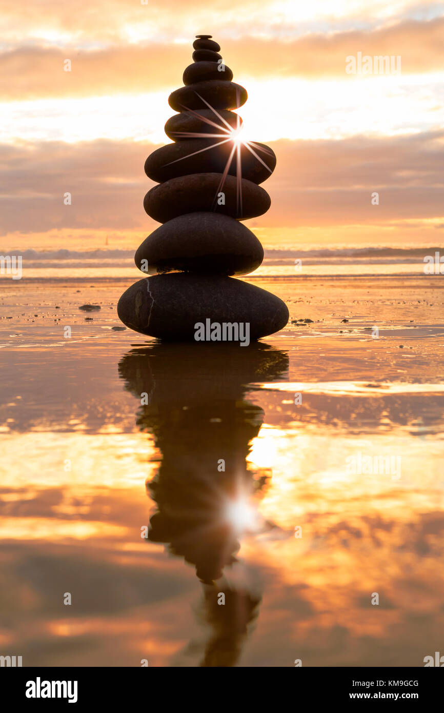 Zen balanced stones stack close up Stock Photo - Alamy