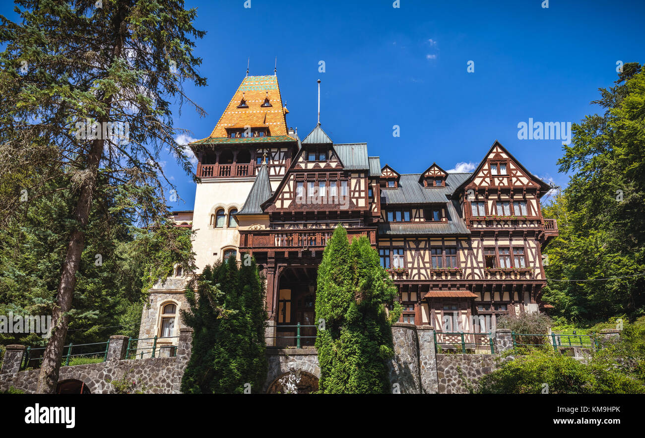 Pelisor castle, Sinaia, Romania. View of famous Pelisor castle situated ...