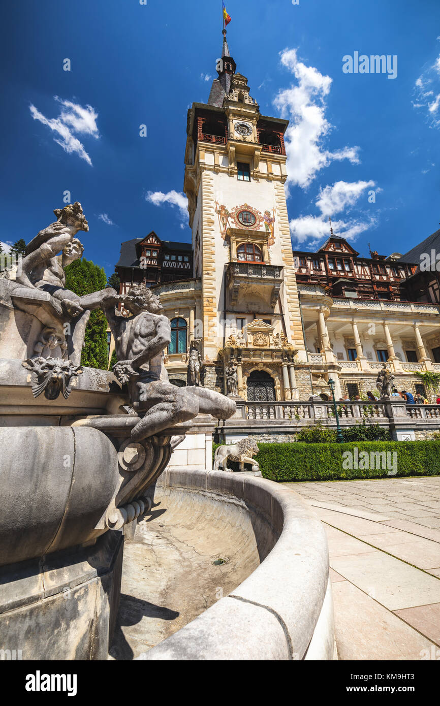 Peles Castle, Romania. Beautiful famous royal castle and ornamental ...