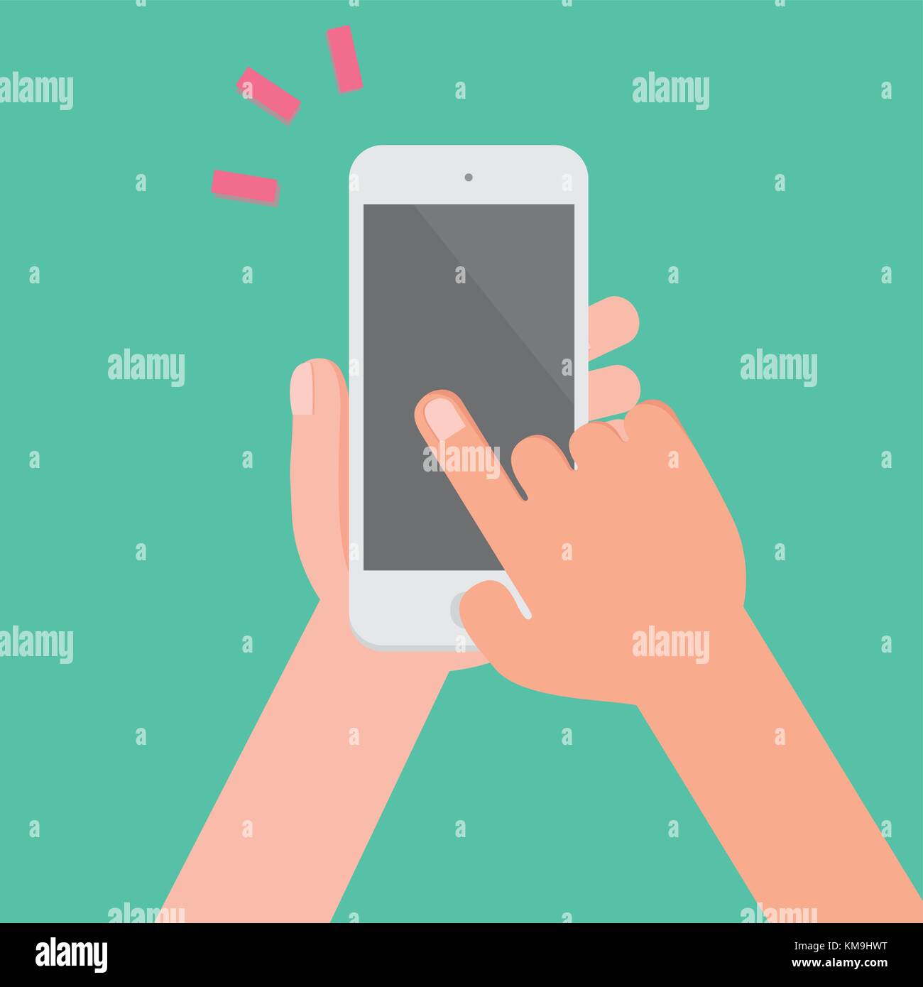 Hands using application template with touch on screen vector ...