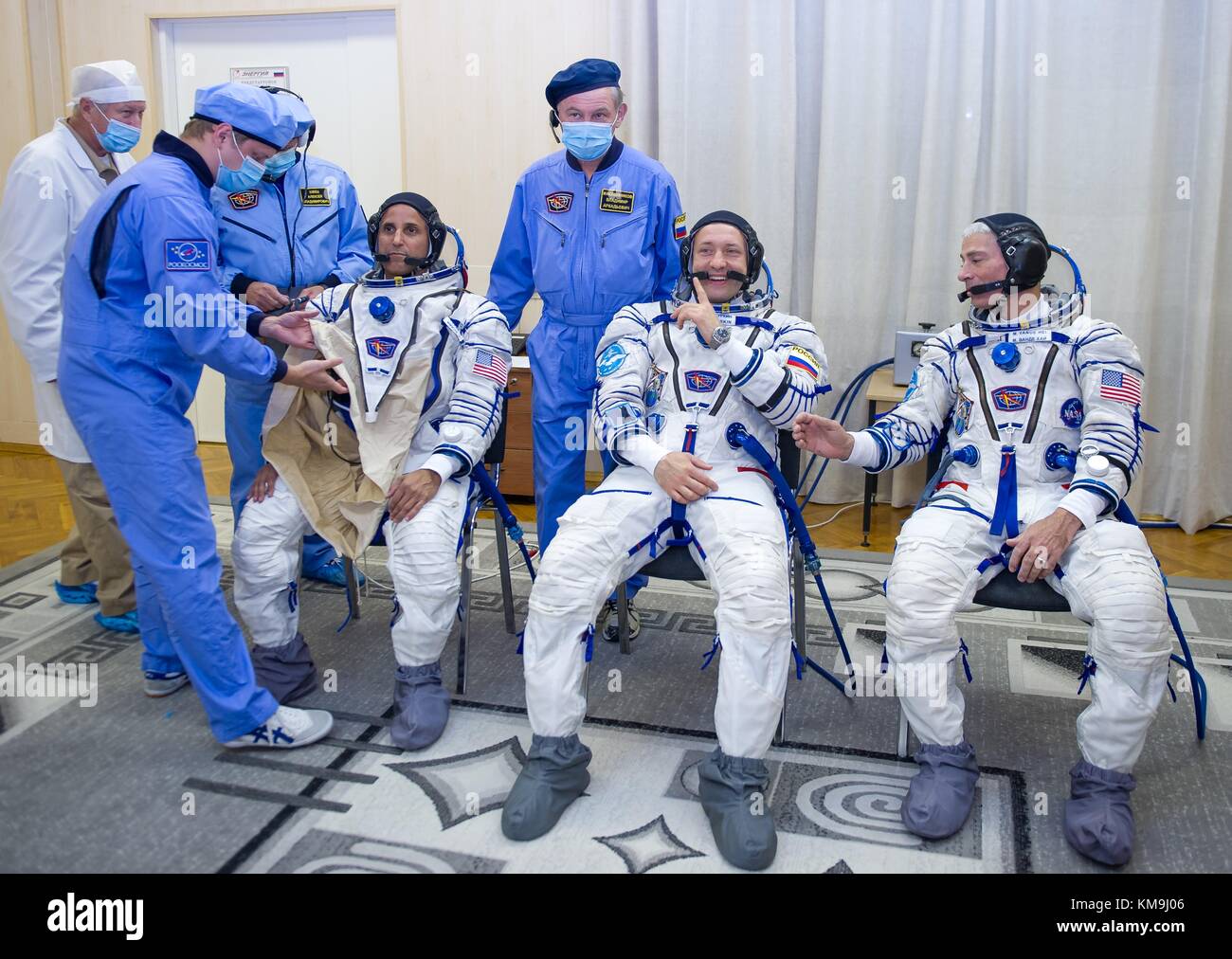 NASA International Space Station Expedition 53 prime crew members (L-R ...