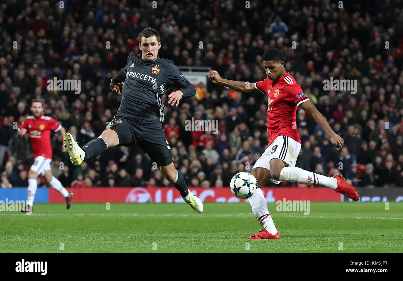 Manchester United's Marcus Rashford scores his side's second goal of ...