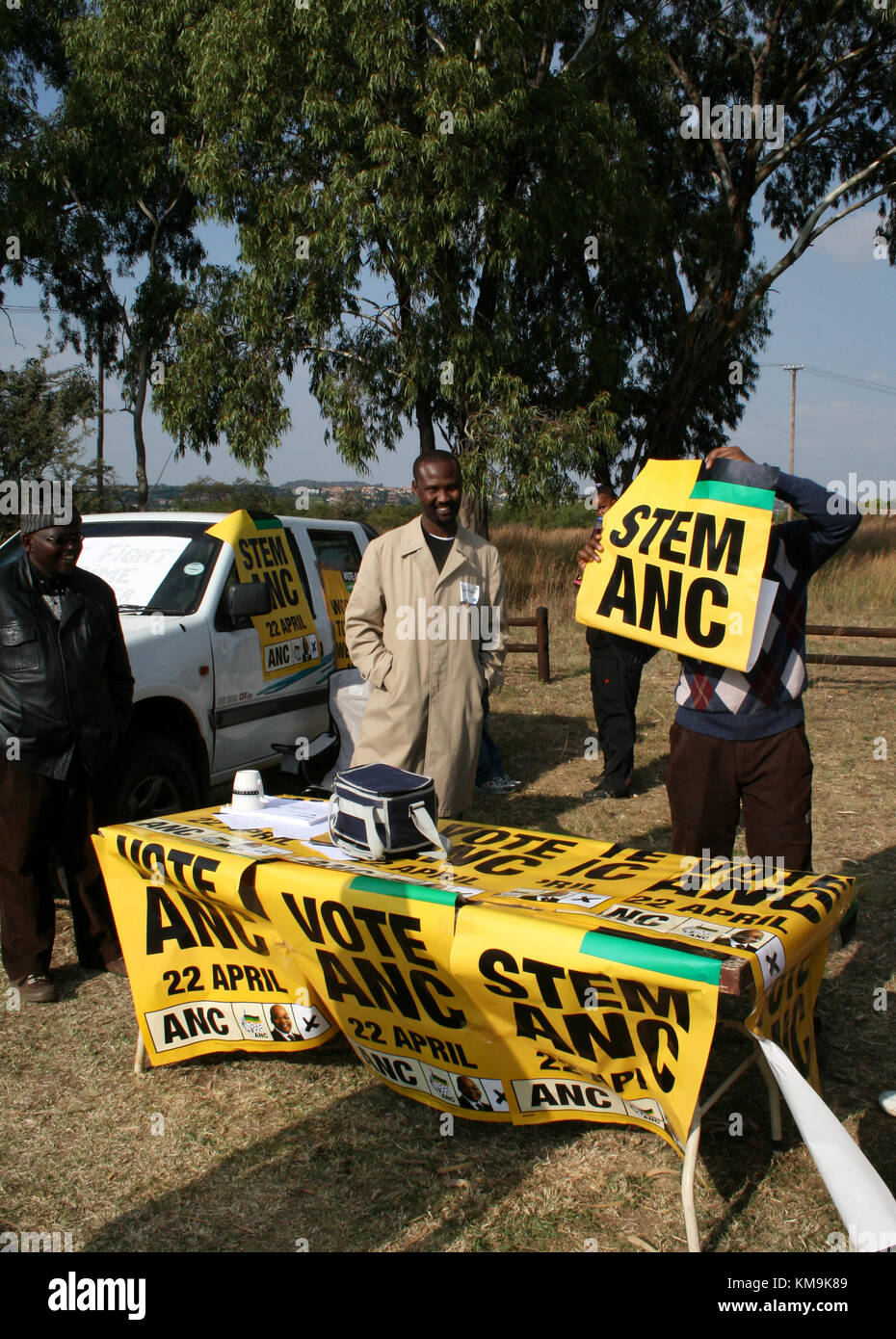 Campaign stand for ANC at a voting station in Pretoria, National and ...