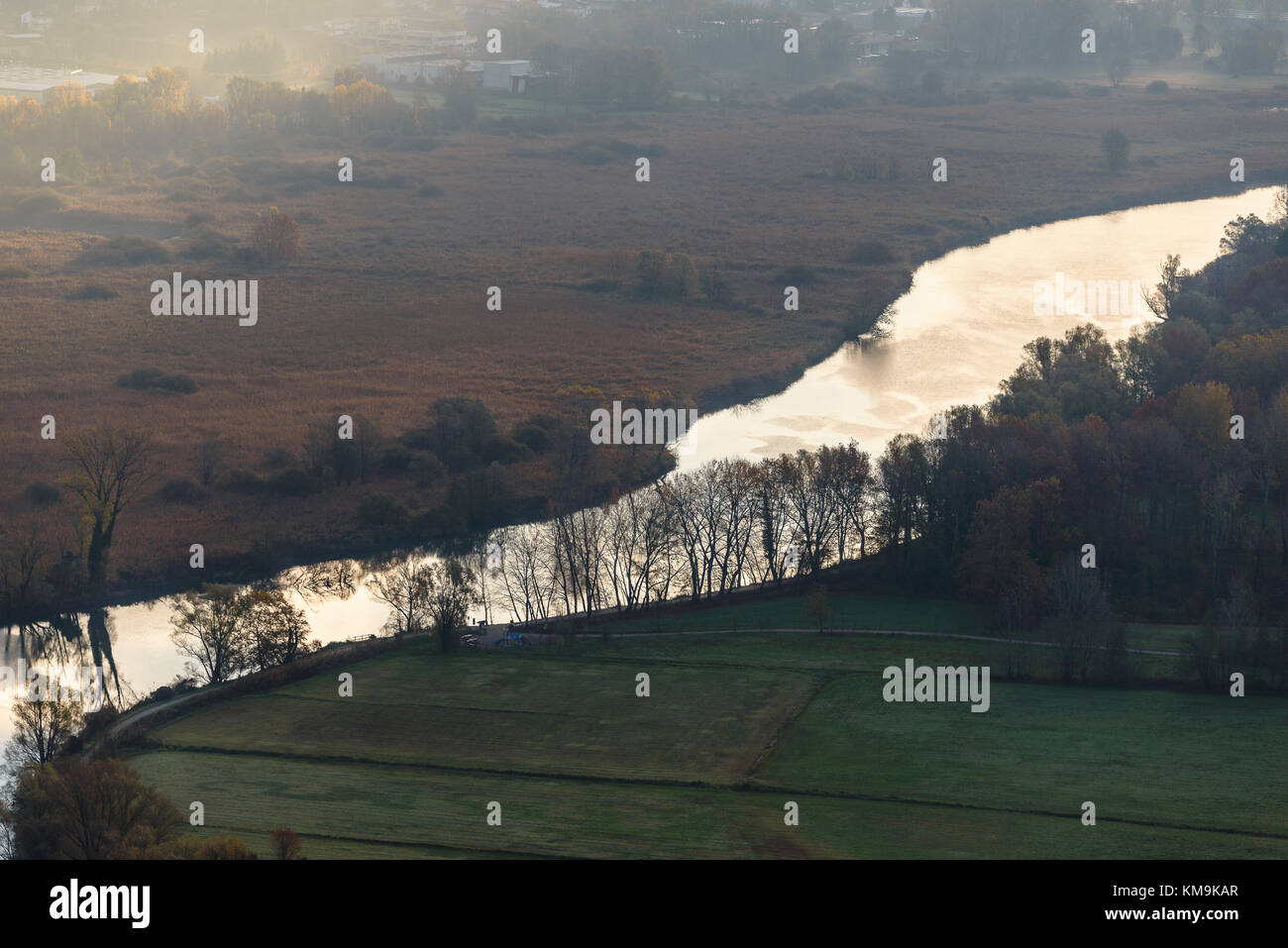 dawn over the River Adda in an autumnal morning Stock Photo - Alamy