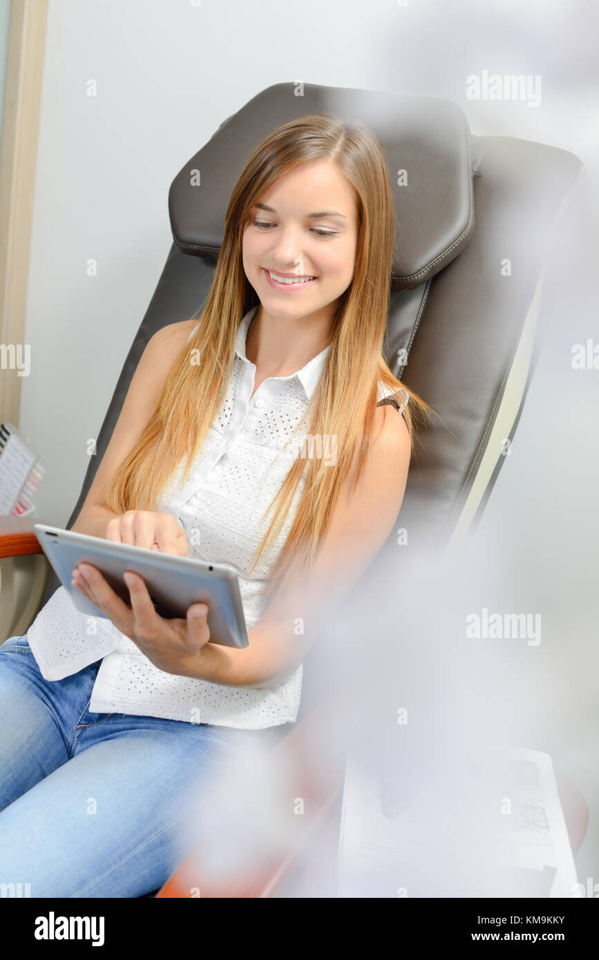 girl with tablet Stock Photo - Alamy