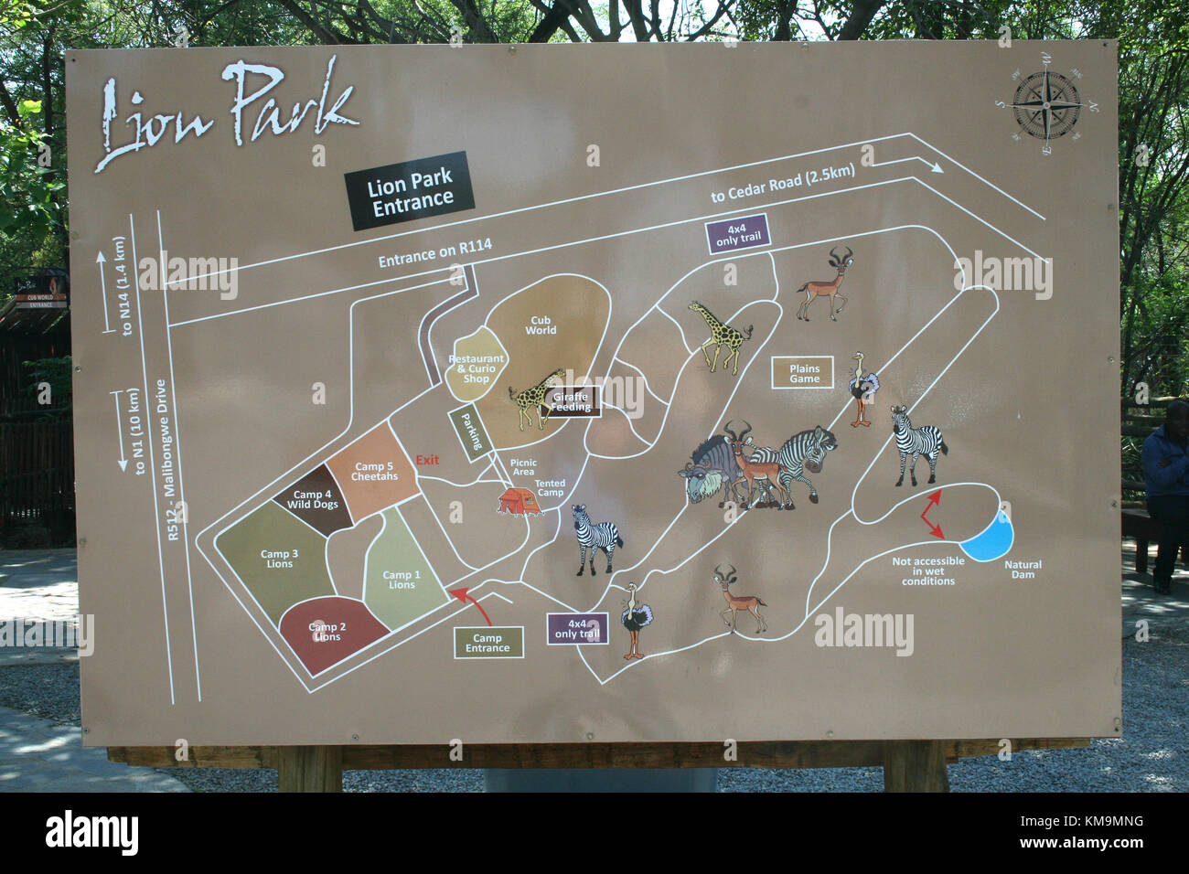 Lion Park, Information Board showing layout of park Stock Photo - Alamy