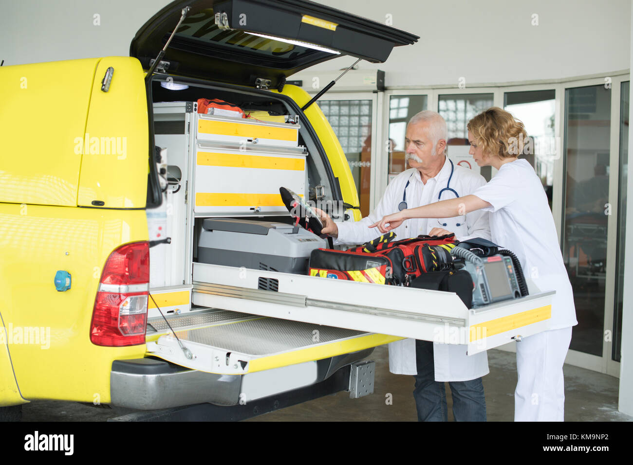 preparing the medical vehicle Stock Photo - Alamy