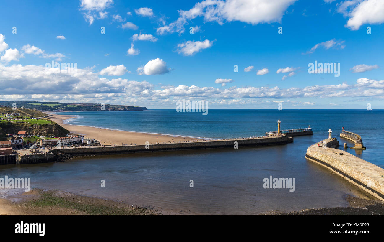 Whitby pier and beach, North Yorkshire, UK Stock Photo - Alamy
