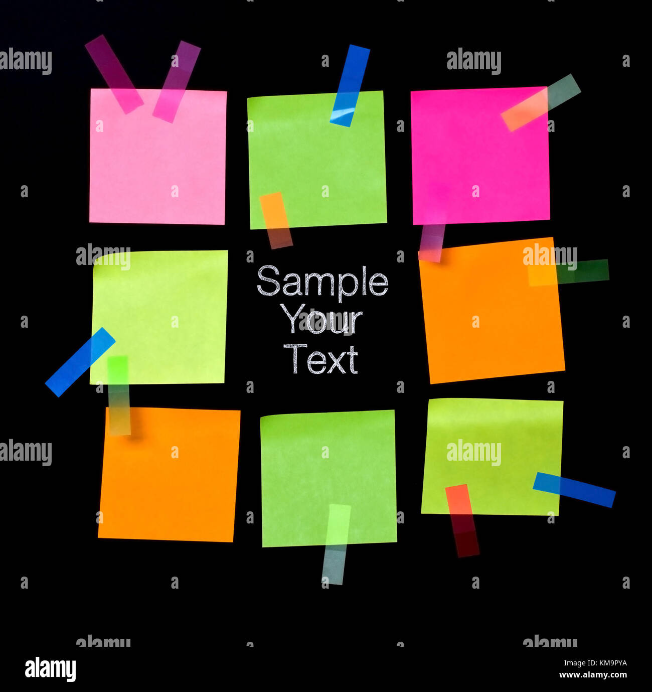 Group of colored note s for taking notes on a black background Stock ...