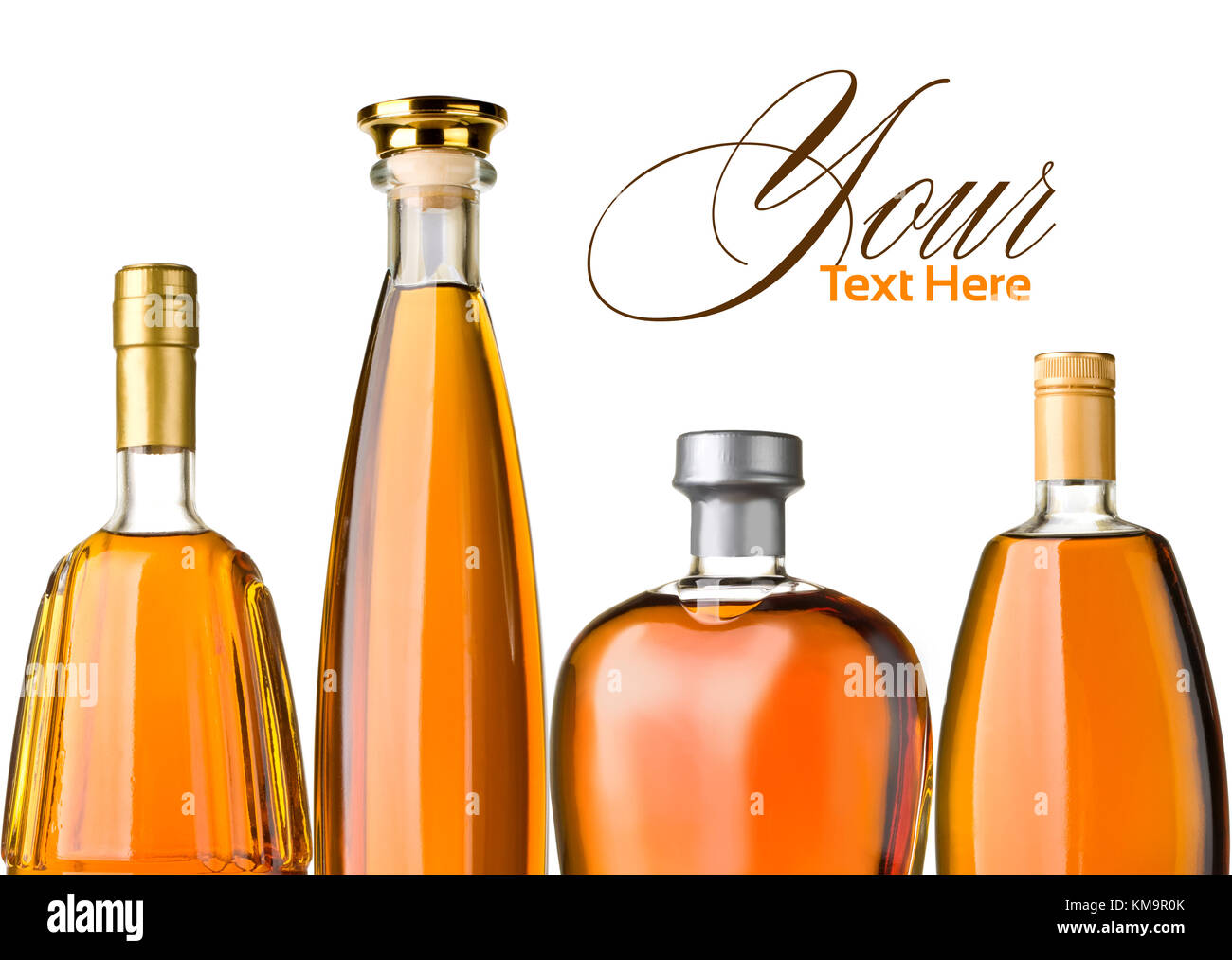 brandy bottles isolated on white background Stock Photo - Alamy