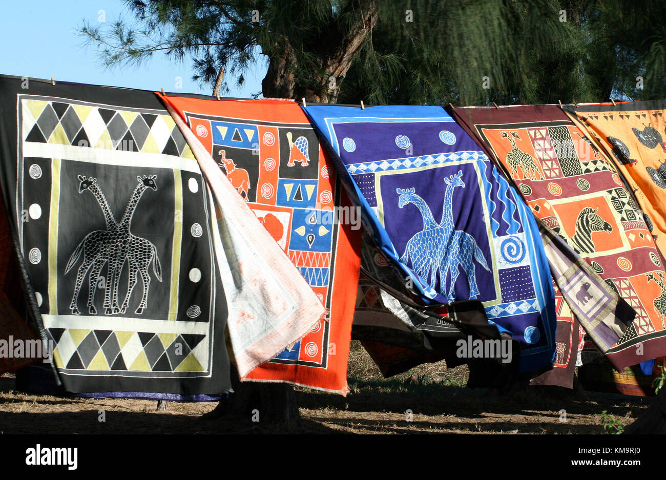 Maputo, Mozambique, traditional hand painted tablecloths Stock Photo ...