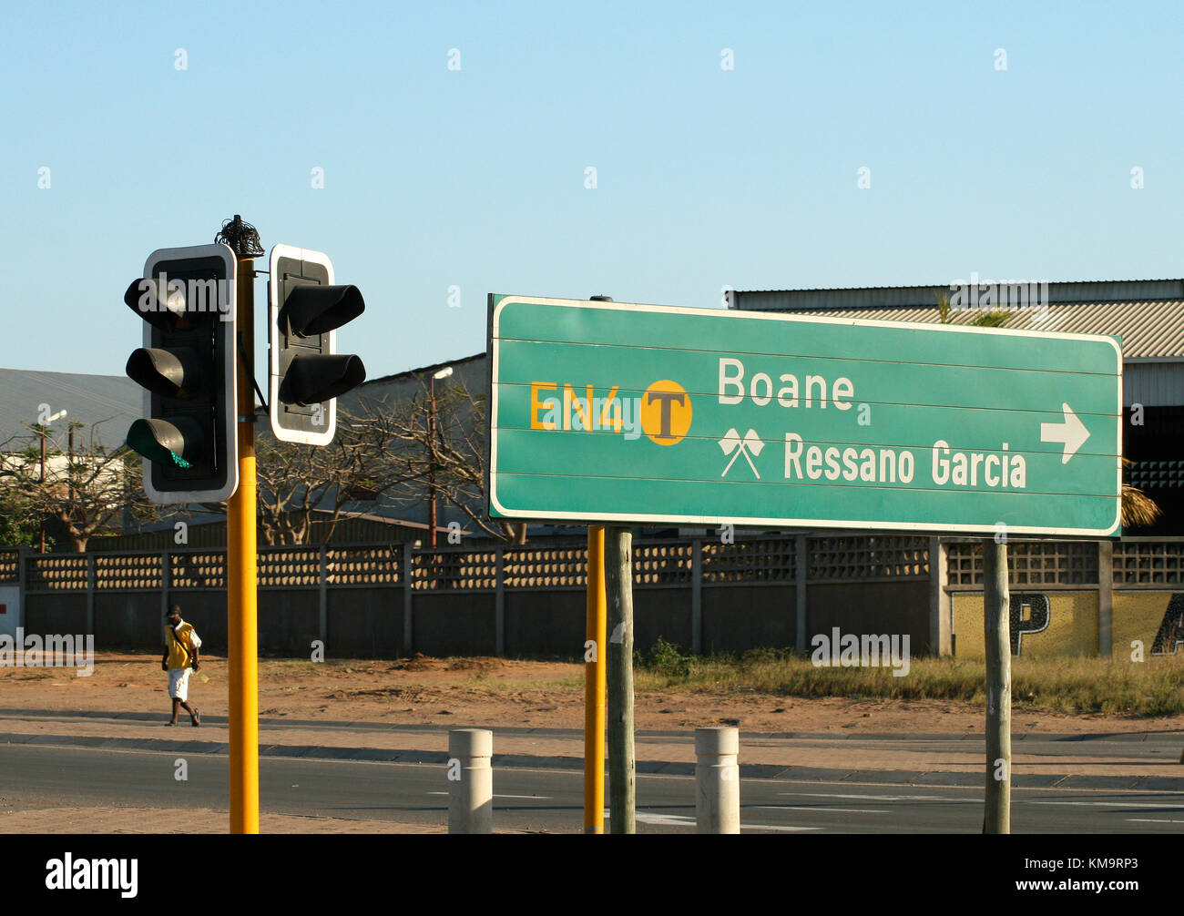 Maputo, Mozambique, signboard showing direction to Ressano Garcia and ...